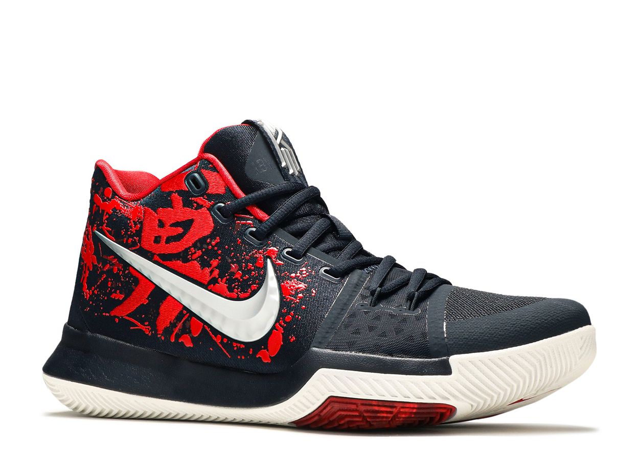 Kyrie 3 'Samurai' - Nike - 852395 900 - dark obsidian/red-white ...